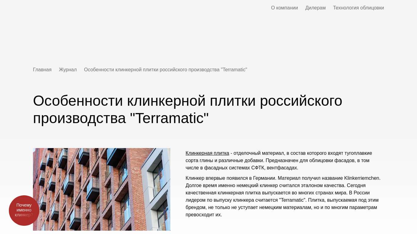 Особенности клинкерной плитки российского производства "Terramatic"
